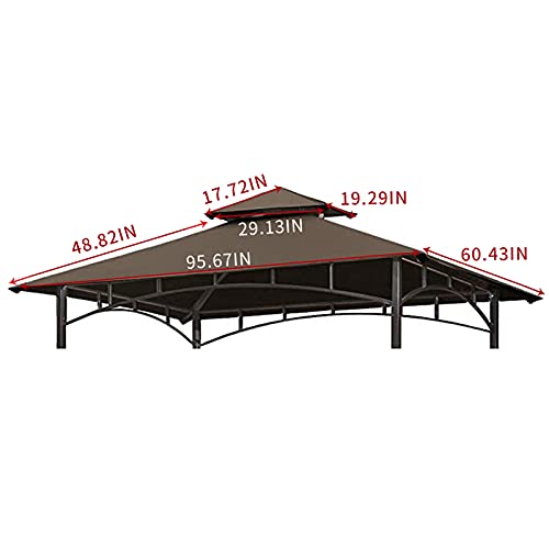 CoastShade 8 x 5 Grill BBQ Gazebo Double Tiered Replacement Canopy Roof Outdoor Barbecue Gazebo Tent Roof Top,Brown