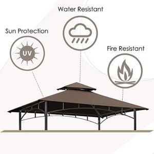 CoastShade 8 x 5 Grill BBQ Gazebo Double Tiered Replacement Canopy Roof Outdoor Barbecue Gazebo Tent Roof Top,Brown