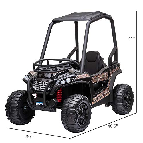 Aosom 12V Dual Motor Kids Electric Ride-on UTV Toy, Batter Powered Truck with Forward and Reverse Function, Headlights, MP3/USB Music Connection, Suspension, & Remote Control, Camo