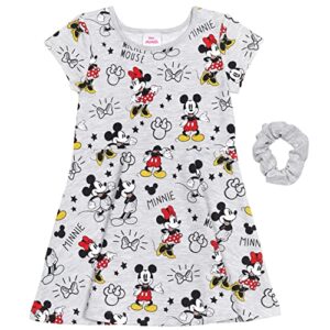 disney minnie mouse mickey mouse infant baby girls short sleeve dress scrunchy set gray 18 months