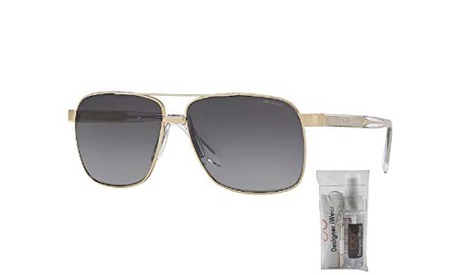 Versace VE2174 1252T3 59MM Pale Gold/Light Grey Gradient Grey Square Sunglasses for Men+ BUNDLE with Designer iWear Eyewear Care Kit