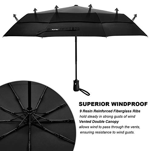 G4Free 42 Inch Compact Travel Umbrella, Windproof Small Folding Backpack Umbrella for Rain, Auto Open and Close Button(Black)