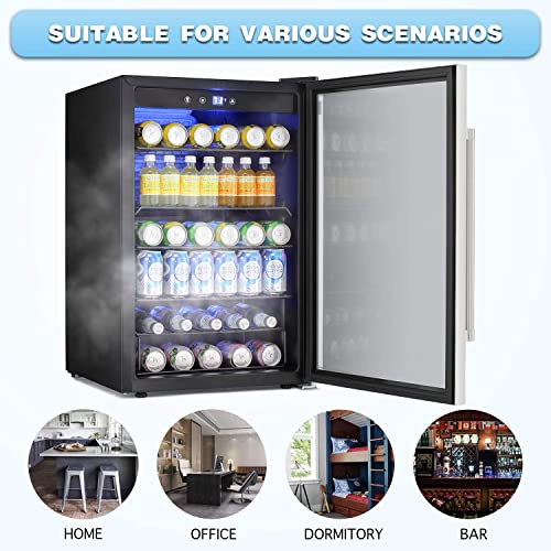 Antarctic Star Beverage Refrigerator Cooler - 145 Can Mini Fridge Glass Door for Soda Beer or Wine, Small Drink Dispenser, Clear Front Door for Home Office or Bar, 4.5Cu.Ft.