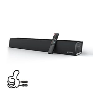 bestisan sound bar, home audio tv soundbar speaker, wireless bluetooth 5.0 soundbars for tv/pc/projectors, opt/coax/aux/usb,(24 inch, 3 eq modes, 3d surround sound)