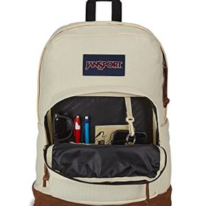 JanSport Right Pack Backpack - Travel, Work, or Laptop Bookbag with Leather Bottom, Coconut