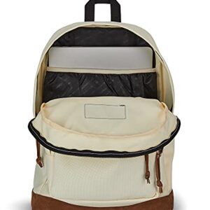 JanSport Right Pack Backpack - Travel, Work, or Laptop Bookbag with Leather Bottom, Coconut