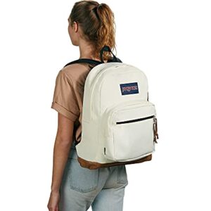 JanSport Right Pack Backpack - Travel, Work, or Laptop Bookbag with Leather Bottom, Coconut