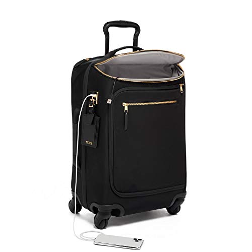 TUMI Voyageur Leger International Carry-On - Luggage with Wheels - Suitcase for Women & Men - Black & Gold Hardware