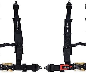 PROGUARD Black 4 Point Harness 2" Straps for Off Road Vehicle, ATV, UTV, Go Kart, Buggy, Side by Side, & Rock Bouncer (Two Pack)