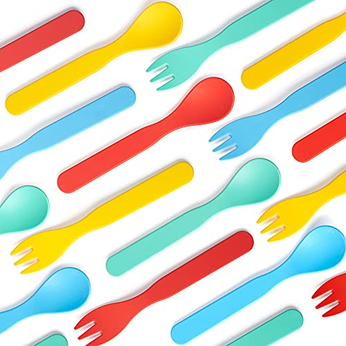 GET FRESH PLA Kids Spoons and Forks Set – 8-Pack Melamine Free PLA Utensils for Kids Toddlers – Reusable Microwave Safe Childrens Cutlery Set – Biodegradable PLA Kids Dinnerware Spoons and Forks