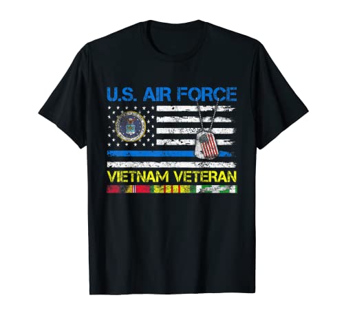 Men U.S Air Force Vietnam Veteran, USAF Veteran Flag Vintage T-Shirt