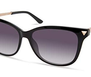 GUESS Women's Stud Acccent Square Sunglasses, Shiny Black, 56mm