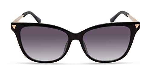 GUESS Women's Stud Acccent Square Sunglasses, Shiny Black, 56mm