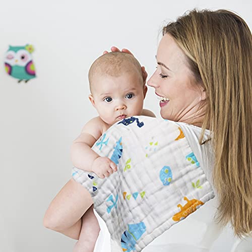 FOOK FISH Muslin Baby Burp Cloths 6 Pack Premium Cotton Burping Rags for Newborn Ultra Soft and Absorbent Unisex Spit Up Rags for Boys and Girls Perfect Baby Registry Gift 20'' X 10''