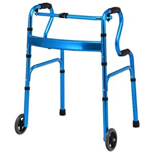 goplus 3-in-1 stand-assist folding walker with 5" wheels, heavy duty walking mobility aid supports up to 440lbs, can be used as toilet safety rail, narrow drive walkers for seniors elderly adult