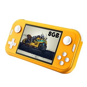 handheld game console 3.5inch mini retro gaming player 700 classic games preinstalled ips screen rechargeable game consoles box for kids boys children(yellow)