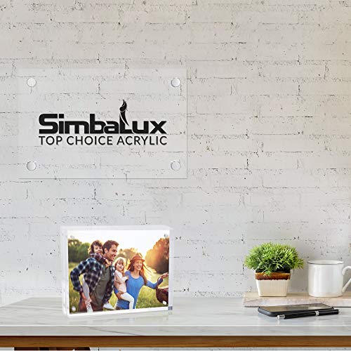 SimbaLux Magnetic Acrylic Picture Photo Frame 4x6 inches (3 Pack), Clear Glass Like, Double Sided Frameless Desktop Floating Display, Free Standing, Easy to Change