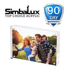 SimbaLux Magnetic Acrylic Picture Photo Frame 4x6 inches (3 Pack), Clear Glass Like, Double Sided Frameless Desktop Floating Display, Free Standing, Easy to Change