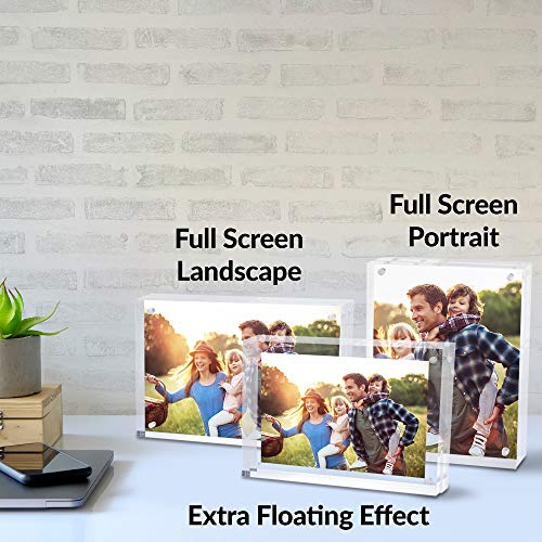 SimbaLux Magnetic Acrylic Picture Photo Frame 4x6 inches (3 Pack), Clear Glass Like, Double Sided Frameless Desktop Floating Display, Free Standing, Easy to Change