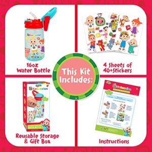 Creative Kids Cocomelon Decorate Your Own Water Bottle BPA Free Toddler Water Bottle with 4 Sheets of Customized Stickers - DIY Arts and Crafts - Easy to Grip Durable Gift for Boys & Girls Age 3+