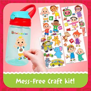 Creative Kids Cocomelon Decorate Your Own Water Bottle BPA Free Toddler Water Bottle with 4 Sheets of Customized Stickers - DIY Arts and Crafts - Easy to Grip Durable Gift for Boys & Girls Age 3+