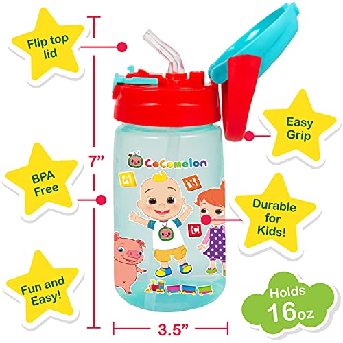 Creative Kids Cocomelon Decorate Your Own Water Bottle BPA Free Toddler Water Bottle with 4 Sheets of Customized Stickers - DIY Arts and Crafts - Easy to Grip Durable Gift for Boys & Girls Age 3+