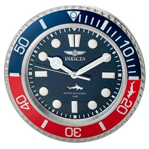 invicta 34938 hammerhead shark pro diver blue-red bezel blue dial quartz 14" wall clock