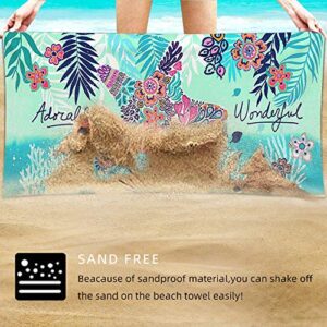 Auxory Beach Towel,30"x60" Microfiber Beach Towels for Travel, Quick Dry Towel for Swimmers Sand Proof Beach Towels for Women Men Girls Kids, Cool Pool Towels Beach Accessories Absorbent Towel