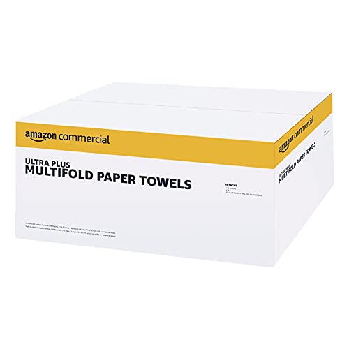 AmazonCommercial 2-Ply Multifold Paper Towels, Compatible With Universal Dispenser, 2800 Count, 16 Pack of 175, White