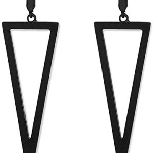 Black Stainless Steel Metal Triangle Dangle Drop Earrings For Women