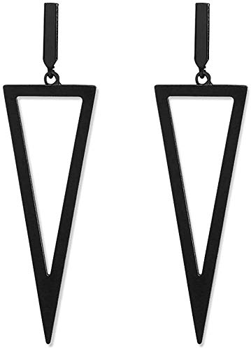 Black Stainless Steel Metal Triangle Dangle Drop Earrings For Women