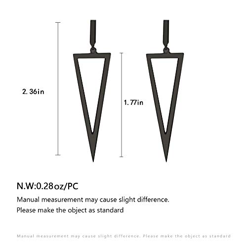 Black Stainless Steel Metal Triangle Dangle Drop Earrings For Women