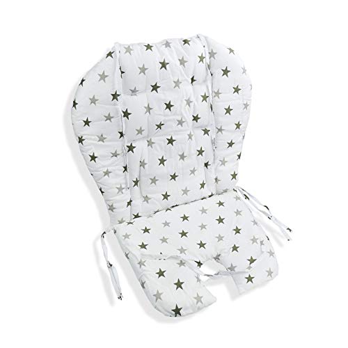 Kocpudu High Chair Pad,highchair/seat Cushion/Breathable Pad,Soft and Comfortable,Light and Breathable, Cute Patterns,Suitable for Most High Chairs,Baby Dining Chairs(Army Green Star Pattern)