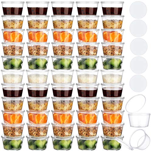 Loyim 60 Pieces BPA-Free Baby Food Freezer Storage Containers Leak-Proof Baby Plastic Deli Containers and 2 Sheet White Sticker Label for Toddlers Baby Food or Snacks Storage