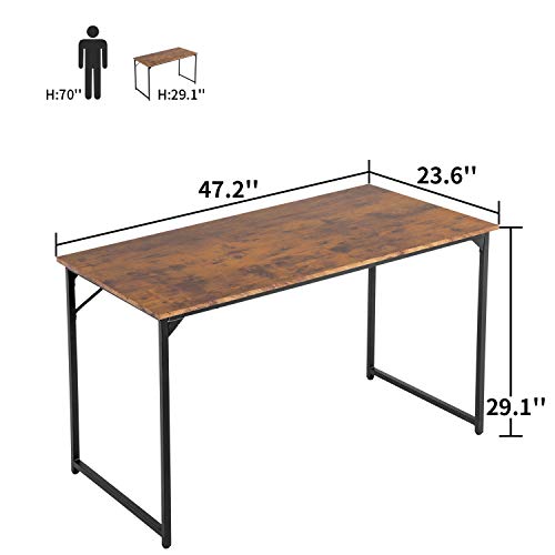 Computer Desk,47.2 inches Home Office Desk Writing Study Table Modern Simple Style PC Desk with Metal Frame，Brown