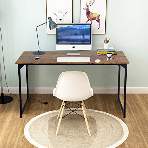 Computer Desk,47.2 inches Home Office Desk Writing Study Table Modern Simple Style PC Desk with Metal Frame，Brown