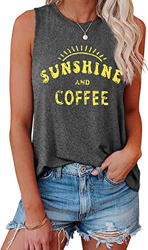 High Neck Tank Tops for Women Workout Shirts Sleeveless Summer Tops Loose Fit (X-Large, S-Gray)