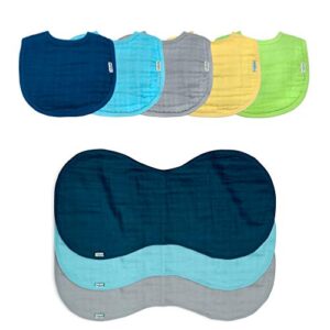 green sprouts muslin bibs & burp cloths set made from organic cotton (8piece), blue