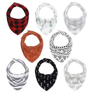 the peanutshell bandana drool bibs for baby boys or girls - 8 pack set for feeding, teething, drooling