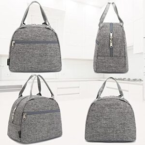 FlowFly Lunch Bag Tote Bag Lunch Organizer Lunch Holder Insulated Lunch Cooler Bag for Women/Men,Heather Grey