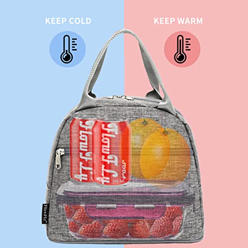 FlowFly Lunch Bag Tote Bag Lunch Organizer Lunch Holder Insulated Lunch Cooler Bag for Women/Men,Heather Grey