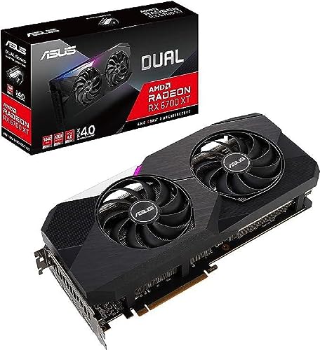 ASUS Dual AMD Radeon RX 6700 XT Standard Edition Gaming Graphics Card (AMD RDNA 2, PCIe 4.0, 12GB GDDR6 Memory, HDMI 2.1, DisplayPort 1.4a, Axial-tech Fan Design, 0dB Technology)