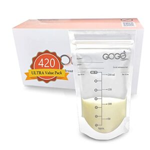 420 ct (7 pack of 60 bags) ultra value pack breastfeeding breastmilk storage bags - 7 oz, each pre-sterilized by gamma ray, bpa free, leak proof storing double zipper seal, self standing, for refrigeration and freezing - only at amazon