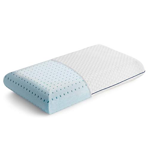 LINENSPA Pillow – Ventilated Gel Pillows Queen size – Memory Foam Pillows for Neck Support – Great for Side, Back, and Stomach Sleepers – Queen Size Pillows,Blue,white