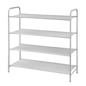 max houser shoe rack storage organizer 4 tier free standing fabric shoe shelf compact shoe closet organizer stand shoe rack shelf for 12-20 pairs, for entryway closet bedroom (light gray)