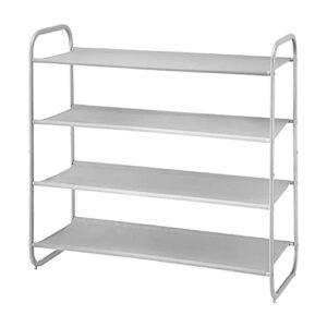 max houser 4 tier shoe rack storage organinzer 4 shelf shoe rack organizer，entrance fabric shoe shelf small for closet entryway hallway bedroom(light gray)