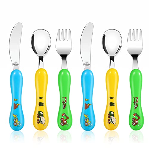 Lehoo Castle Toddler Utensils Set, 6PCS Toddler Silverware Spoon and Fork Knife Set, Children's Flatware Set