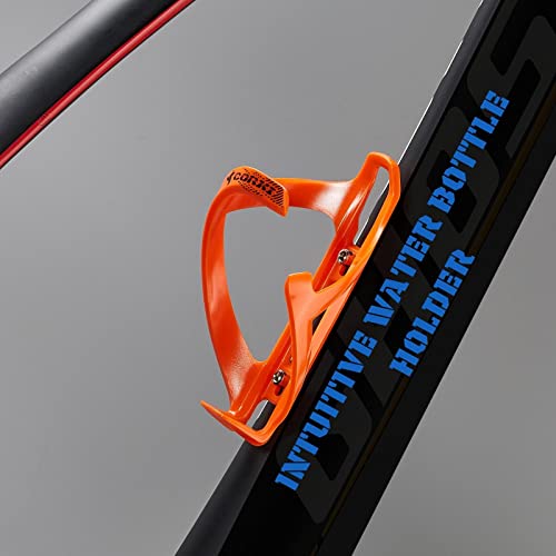 Corki Cycles Bike Water Bottle Holder, Right Side Load Water Bottle Cage for Road Bikes & Mountain Bikes - Orange - 2PACK