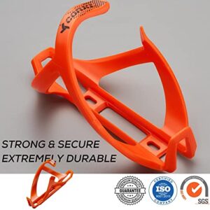 Corki Cycles Bike Water Bottle Holder, Right Side Load Water Bottle Cage for Road Bikes & Mountain Bikes - Orange - 2PACK