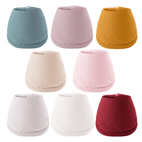 Aipinvip Baby Bandana Drool Bibs Plain Muslin Cotton Toddler Bibs Unisex Drooling Teething Bibs Absorbent Breathable Multi-Use Scarf Bibs with Adjustable Snaps 8 Pack